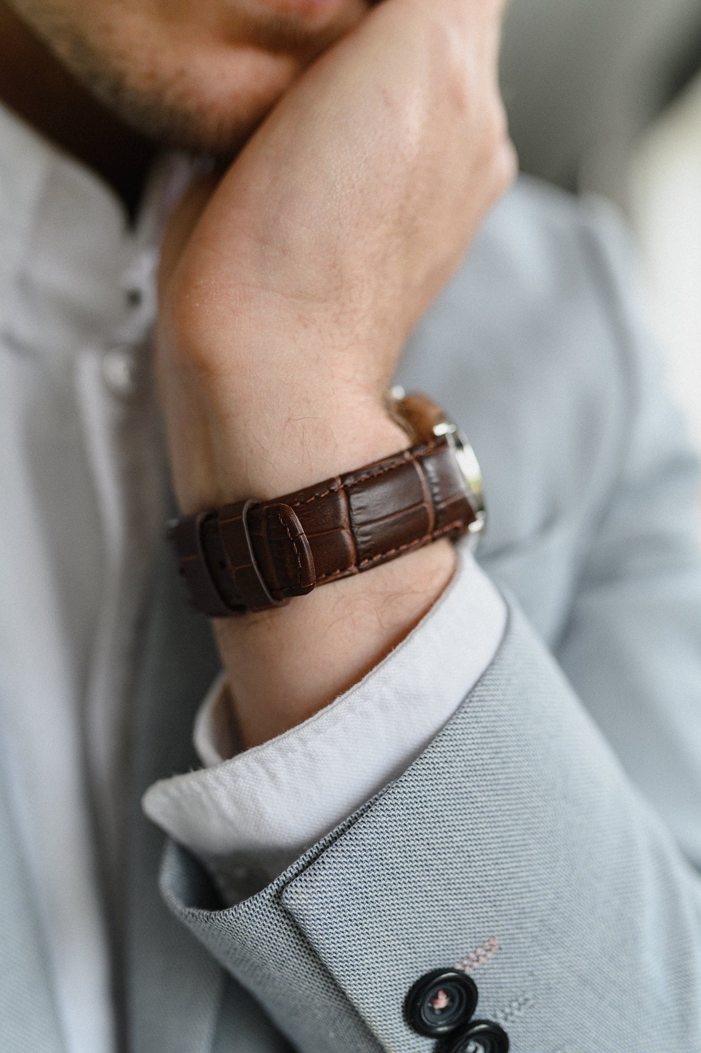 Ultra And Ultra 2 Coffee Brown Alligator Grain Leather Watch Band Barton Watch Bands