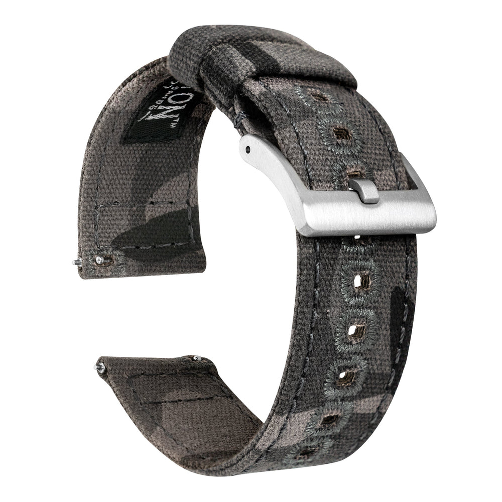 Grey Camouflage Crafted Canvas Long 24mm Watch Band – Barton Watch Bands