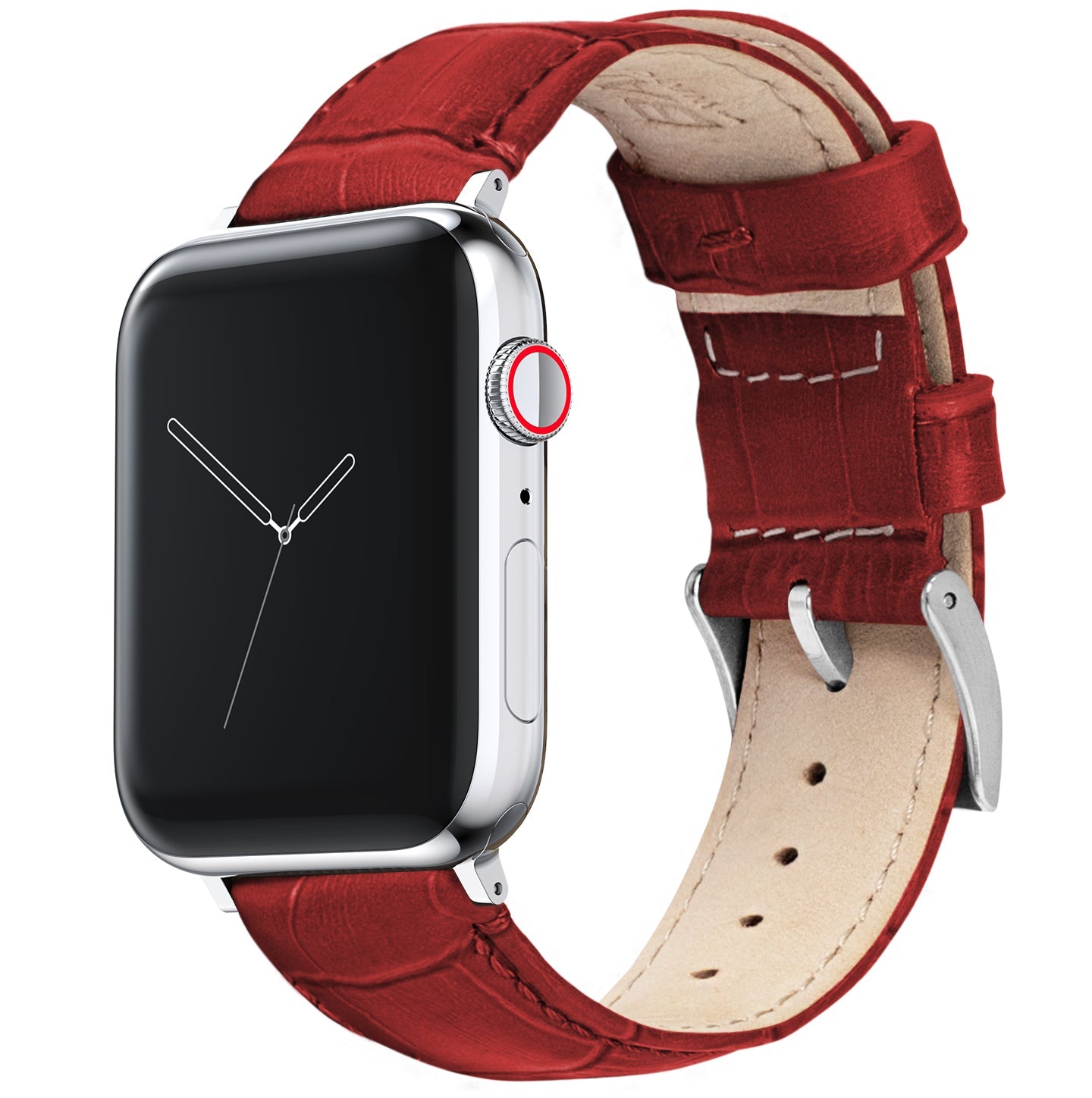 Apple Watch Small (38mm, 40mm, 41mm, 42mm) Red Alligator Grain Leather ...