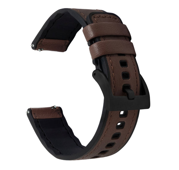 Dark Brown Pittards Water Resistant Leather Silicone Base Watch Band ...