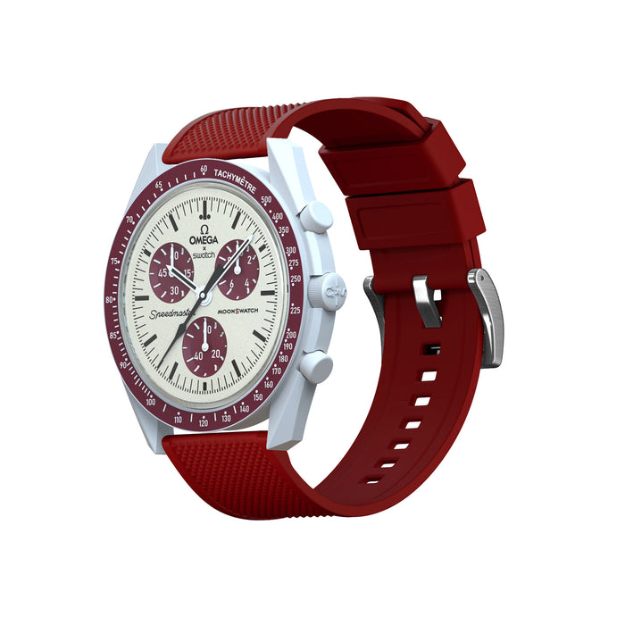Omega Moonswatch Elite Silicone Crimson Red Watch Band – Barton Watch Bands