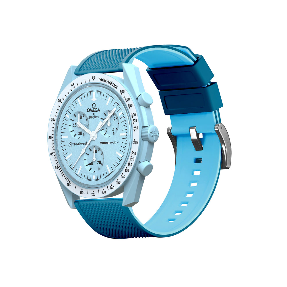 Omega Moonswatch Elite Silicone Flatwater Blue Watch Band – Barton ...