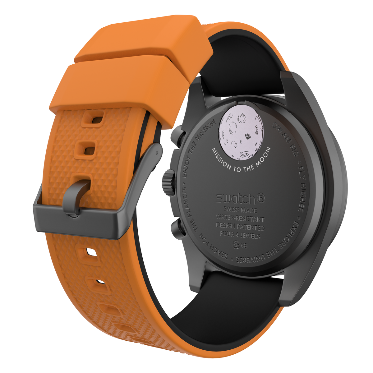Omega Moonswatch Elite Silicone Pumpkin Orange Top Black Bottom Watch ...