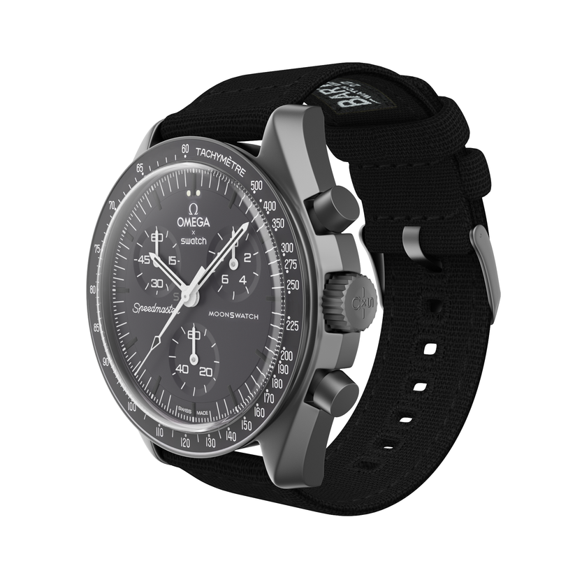 Omega Moonswatch Black Canvas Watch Band | Barton Watch Bands