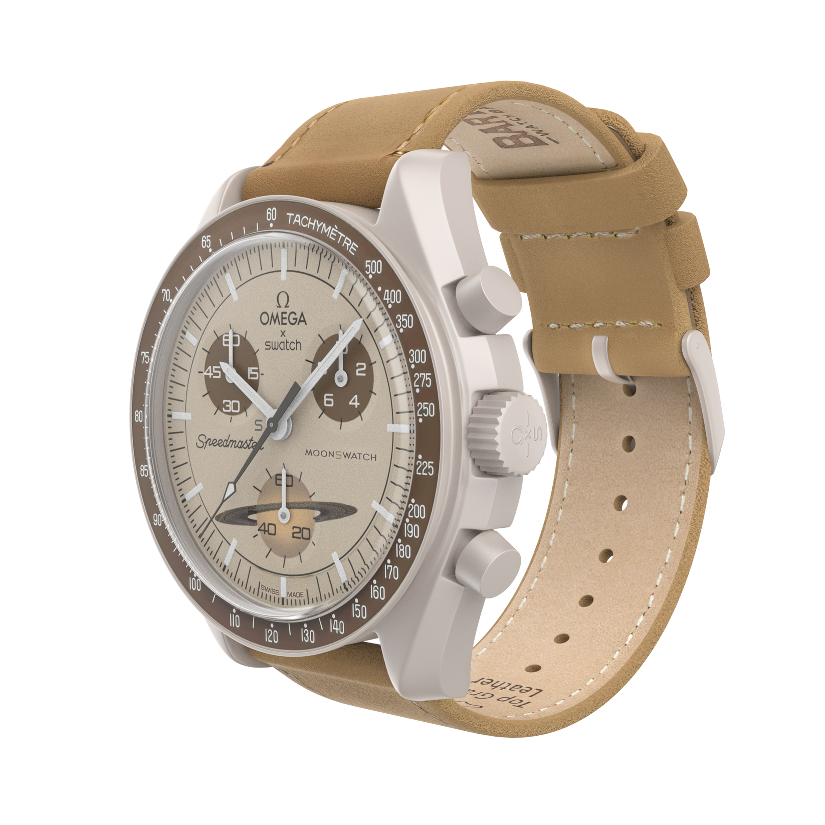 Omega Moonswatch Gingerbread Brown Leather Stitching Watch Band ...