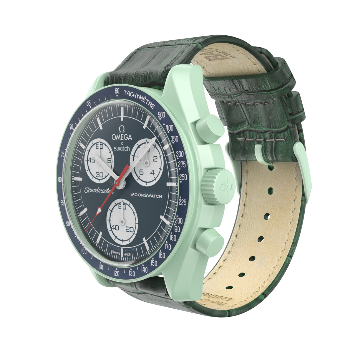 Omega Moonswatch Forest Green Alligator Grain Leather Watch Band ...