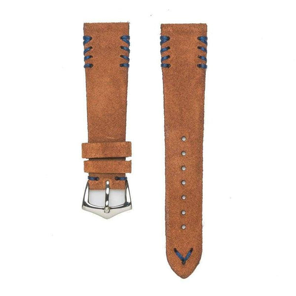 Rust Suede Watch Strap Tribal Blue stitches – Barton Watch Bands