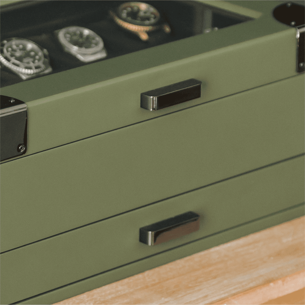 10-Slot Green Watch Box with Modular Storage & Accessory Drawer ...