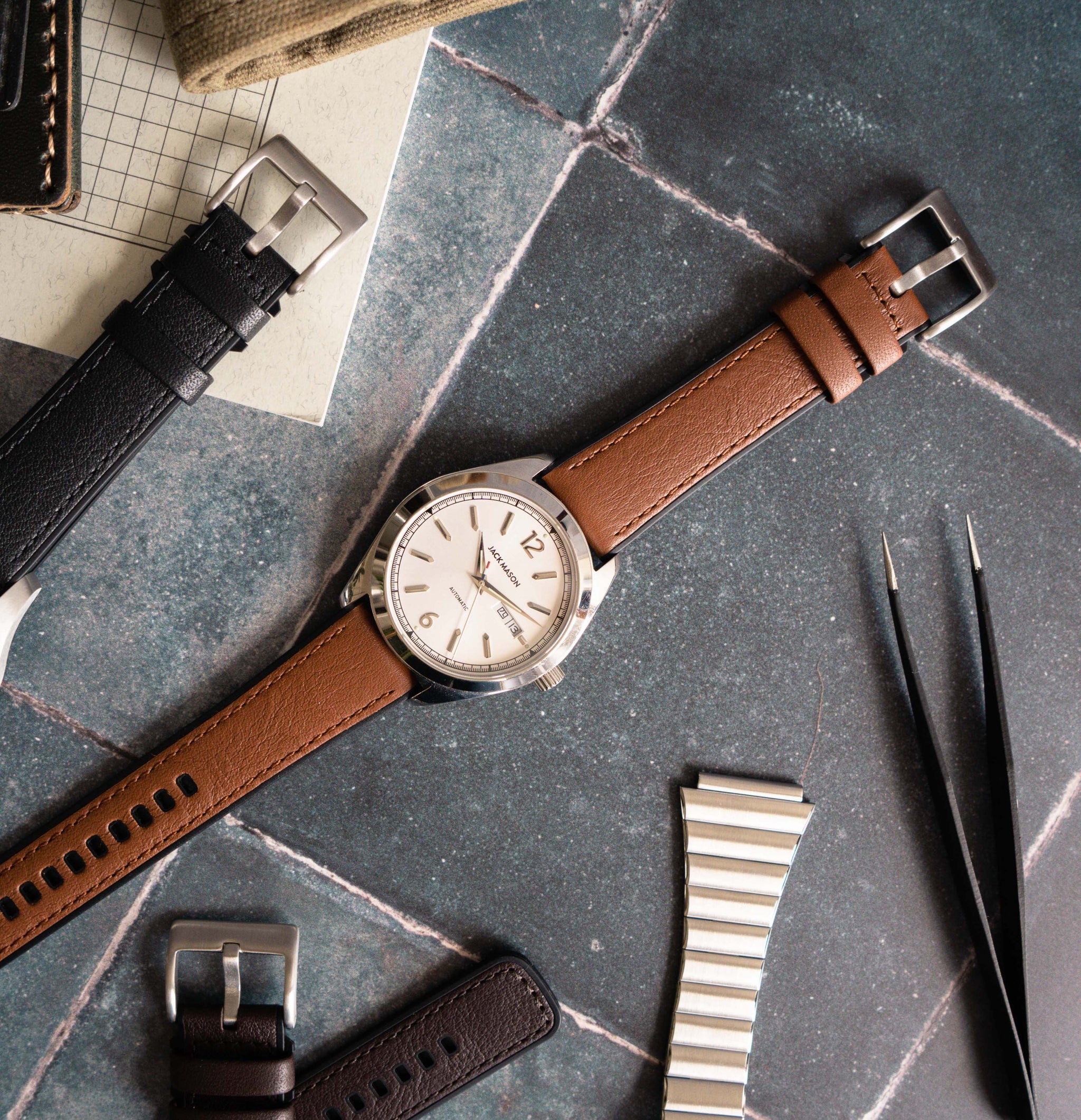 Light Brown Pittards Water Resistant Leather Silicone Base Watch Band ...