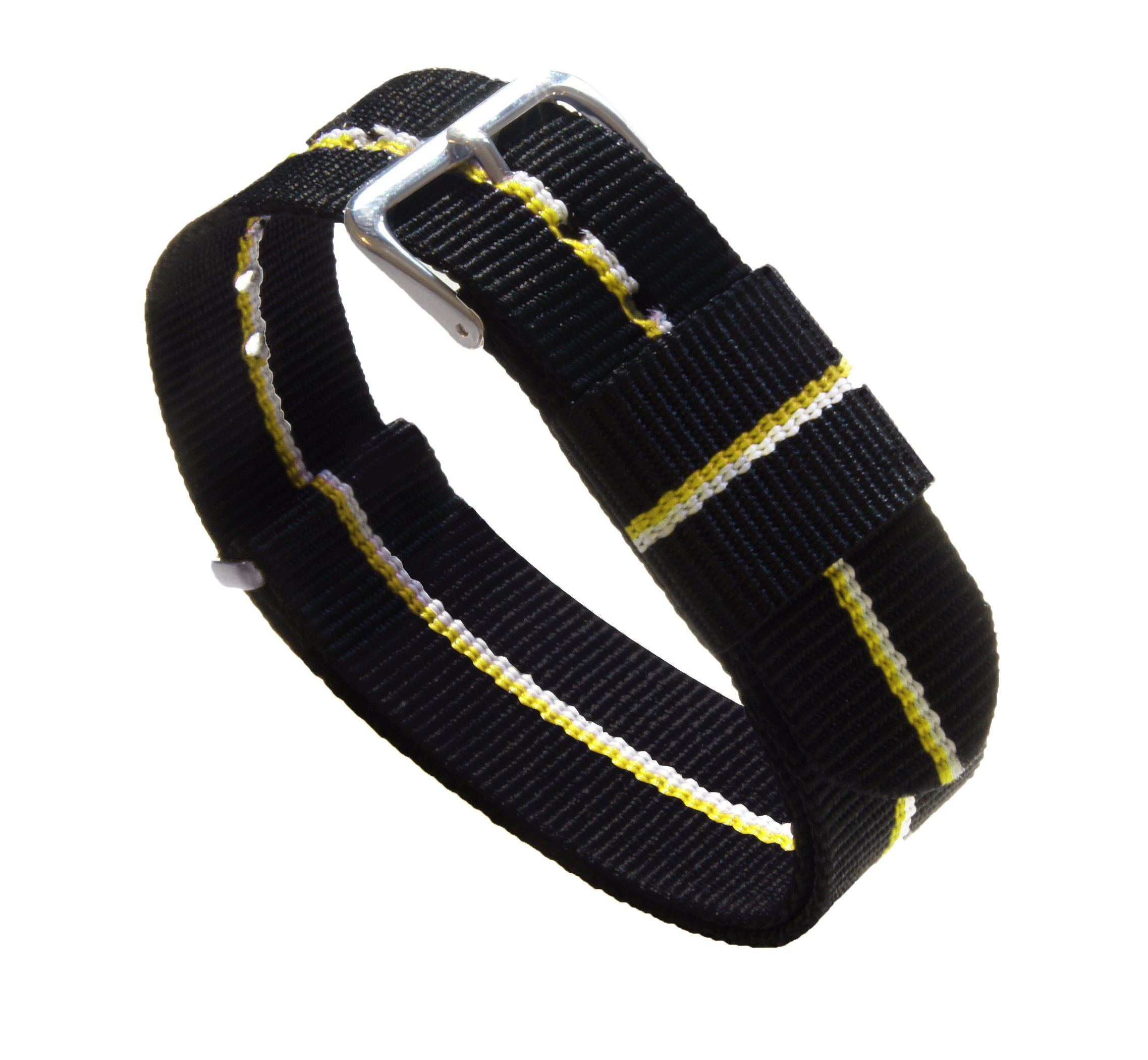 Black Lemon Ivory Nylon NATO® Style 20mm & 22mm Long Watch Band ...