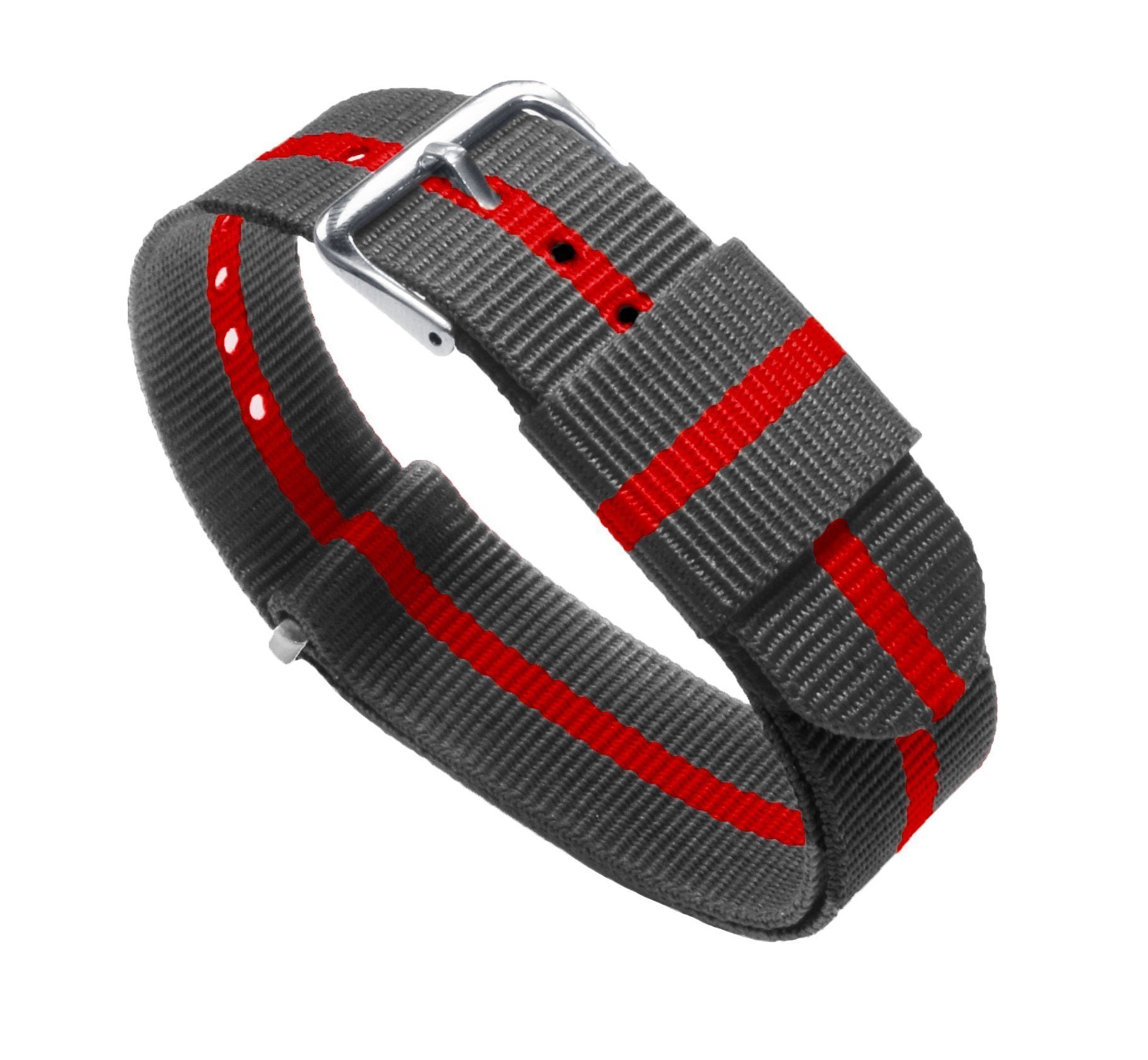Smoke Cherry Grey Red Nylon NATO® Style 22mm Long Watch Band – Barton ...