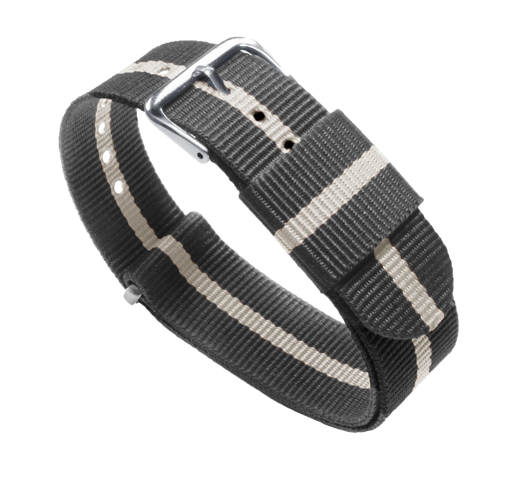 Smoke & Linen NATO® style Strap | Smoke Grey & Off White Nylon Watch ...