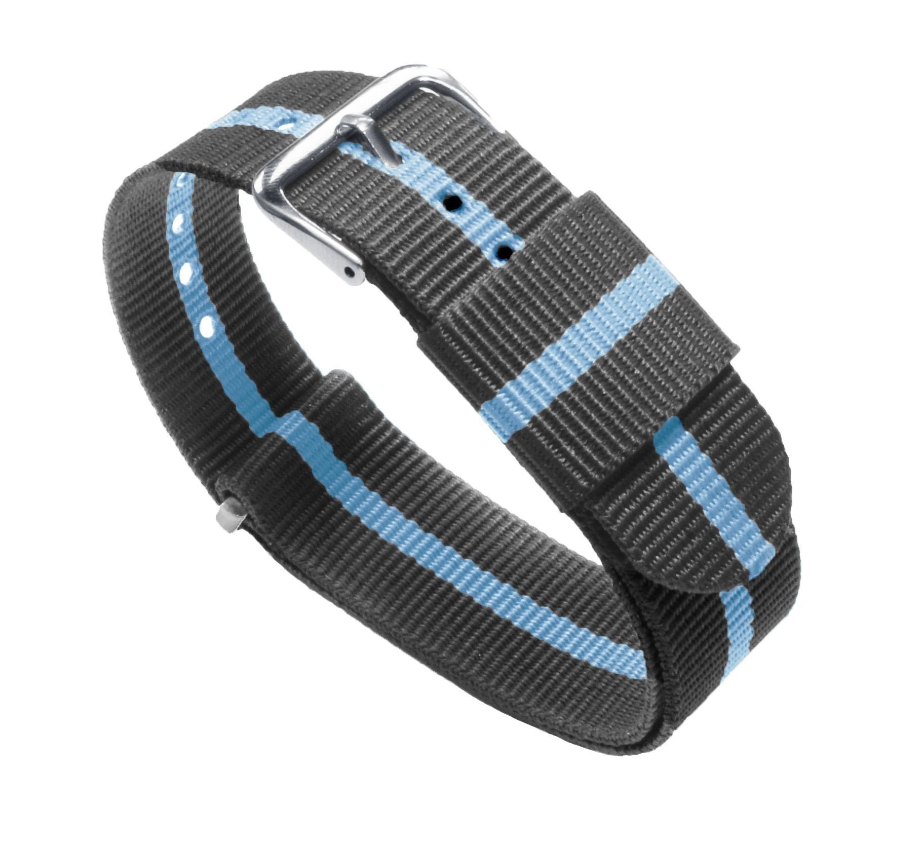 Smoke & Sky NATO® style Strap | Smoke Grey & Sky Blue Nylon Watch Band ...