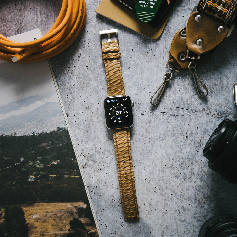 Apple Watch Khaki Tan Sailcloth Watch Band | Barton Watch Bands