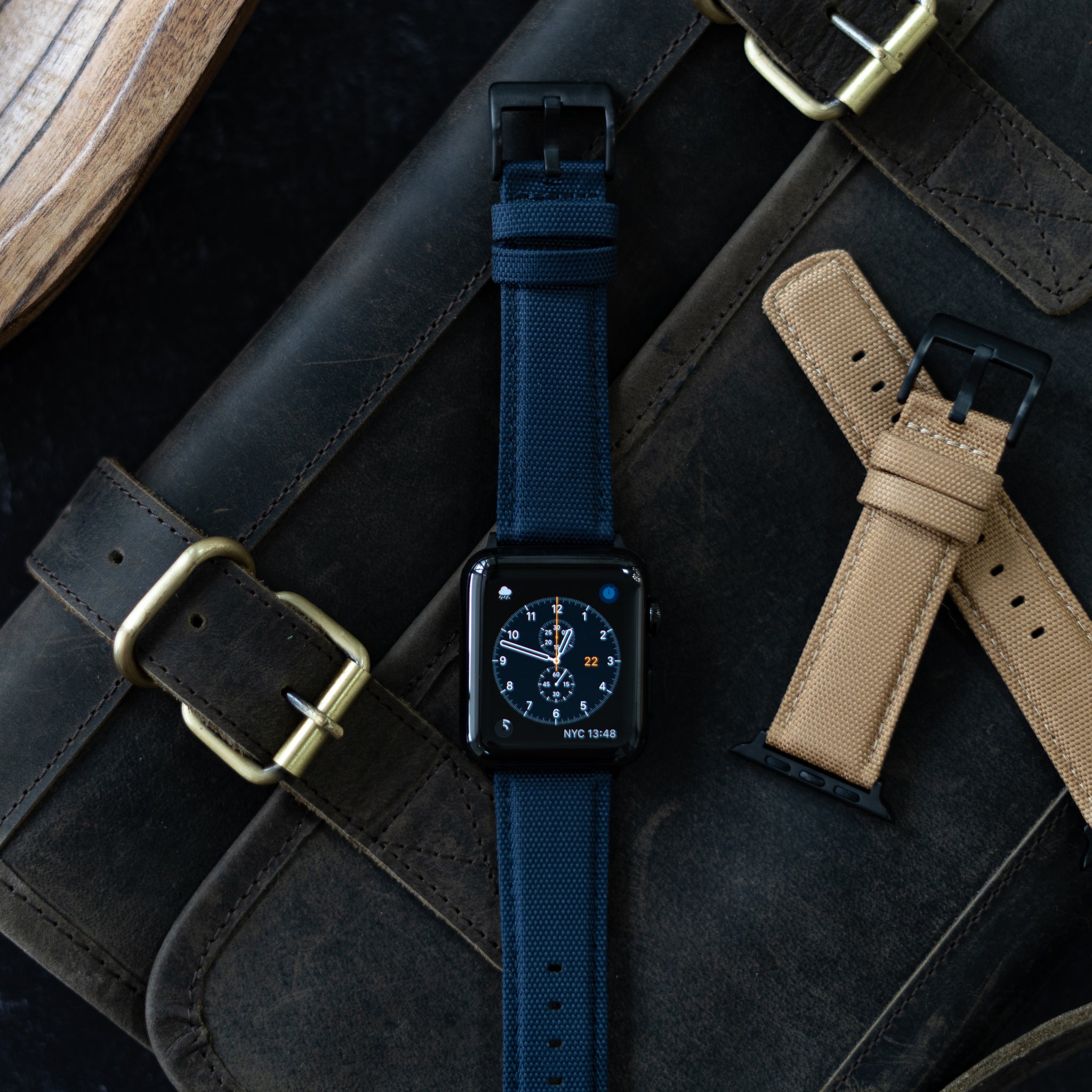 Apple Watch Navy Blue Sailcloth Watch Band | Barton Watch Bands