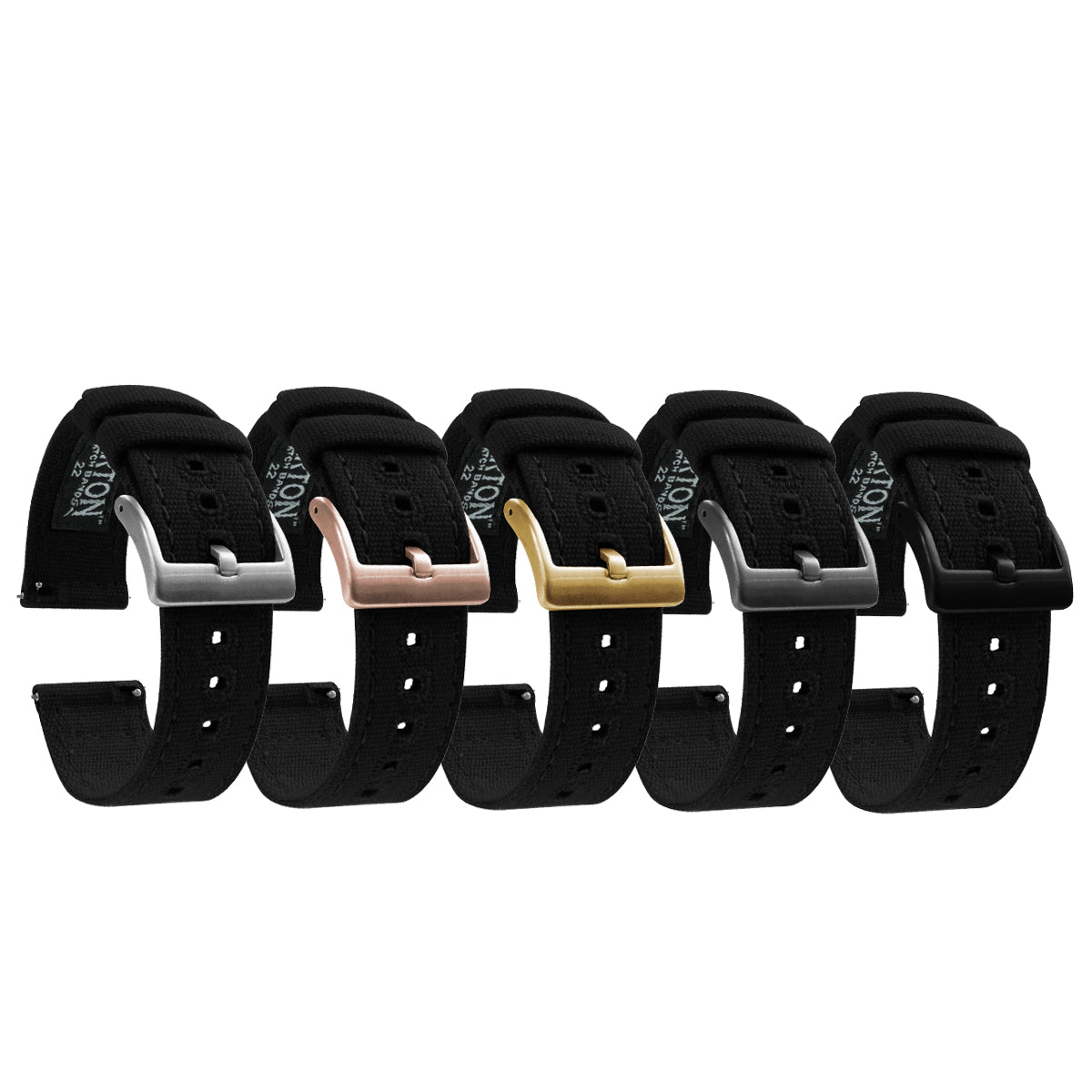 Black Canvas Watch Band | Black Quick Release Watch Strap | BARTON ...