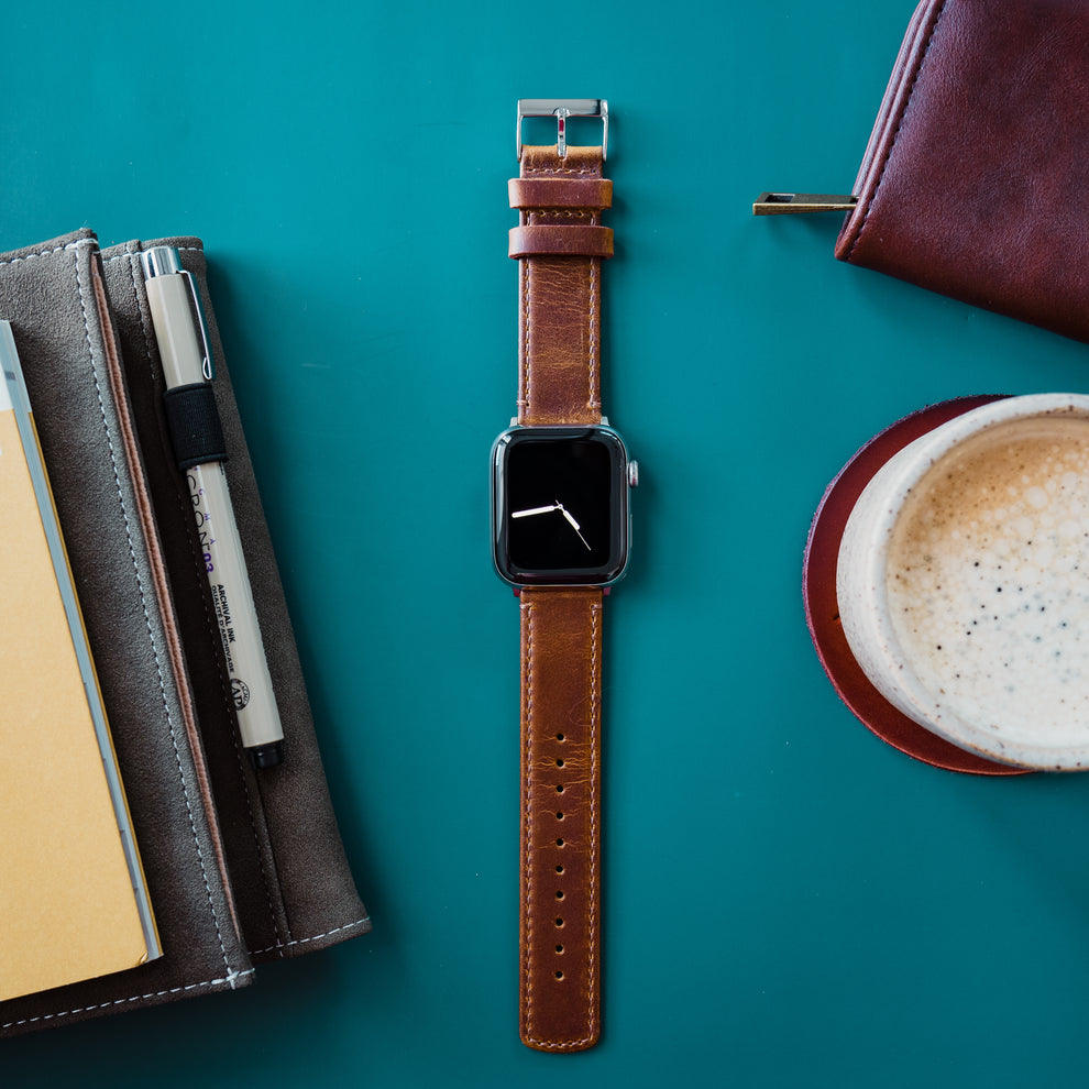 Apple Watch Weathered Brown Leather Watch Band | Barton Watch Bands