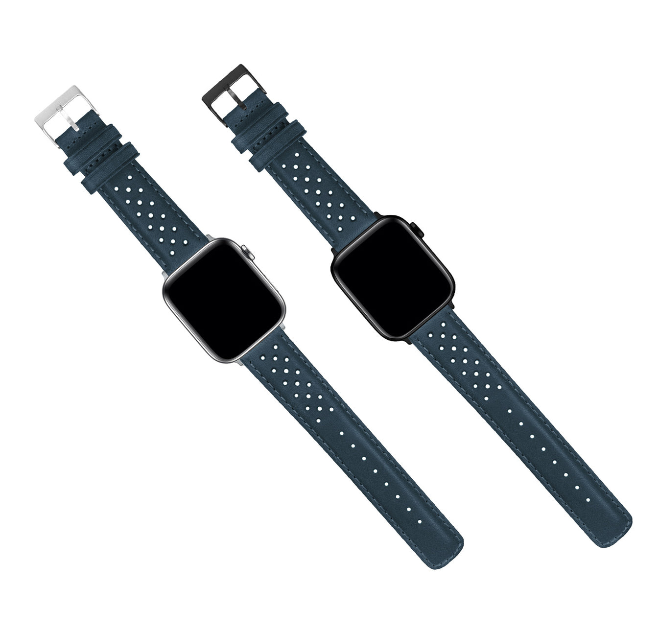 Apple Watch Navy Blue Racing Horween Leather Watch Band | Barton Watch ...