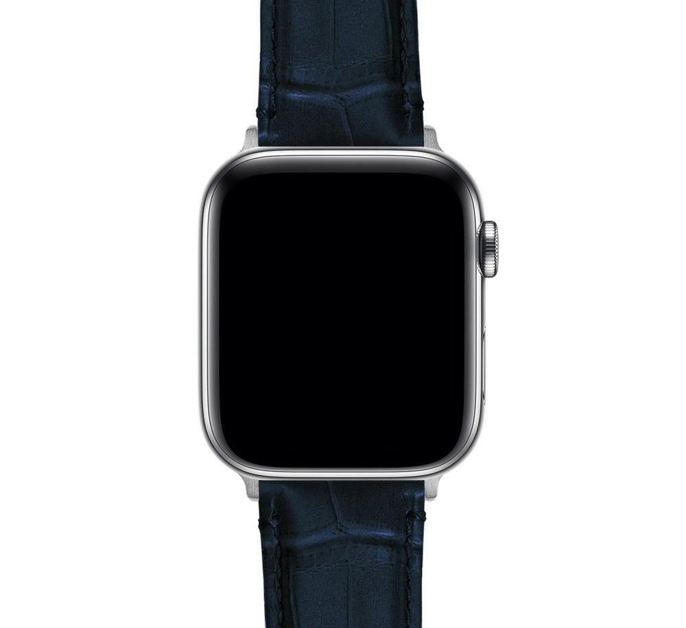 Apple Watch Navy Blue Alligator Grain Leather Watch Band – Barton Watch ...