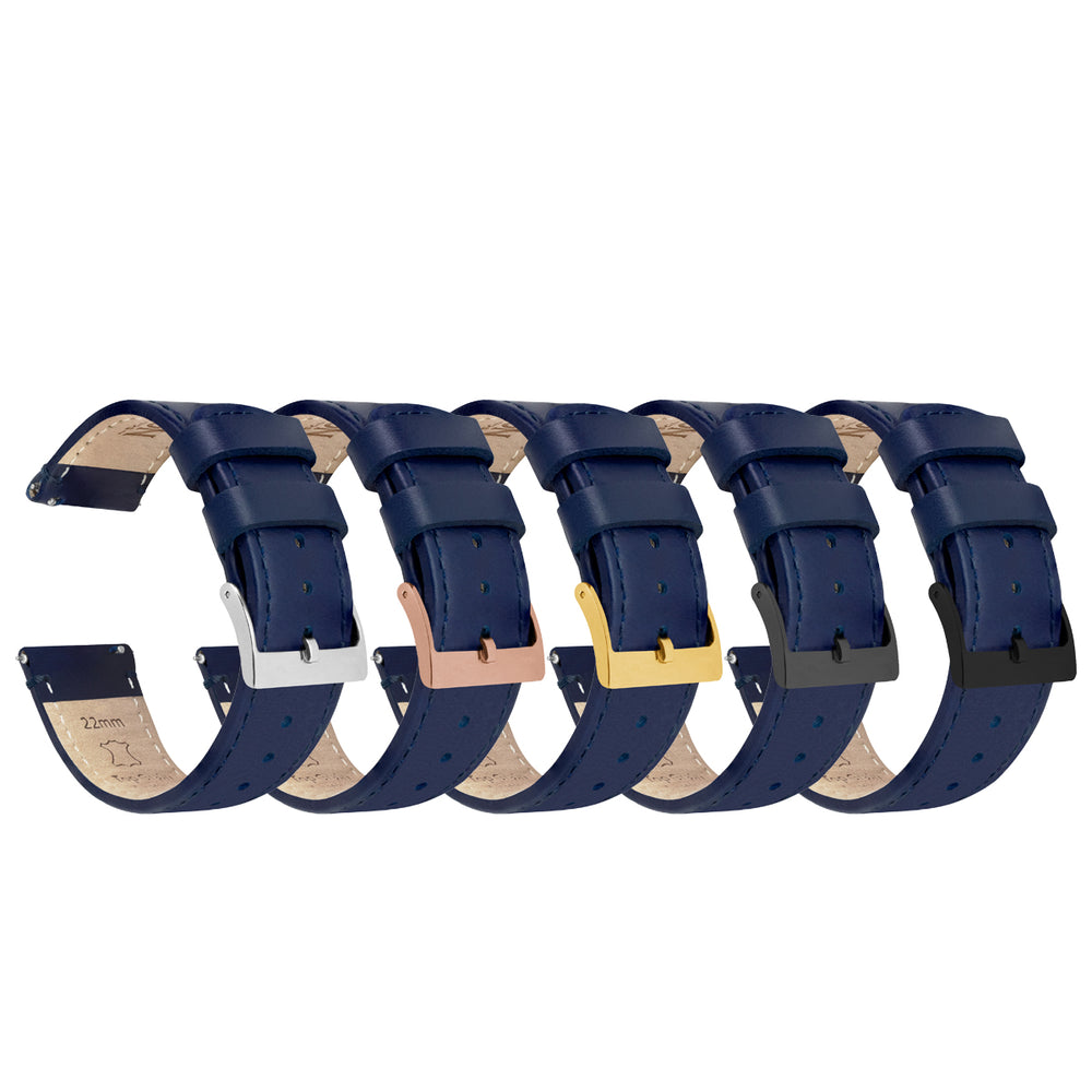 Navy Blue Leather Watch Band | Quick Release Watch Strap | BARTON ...