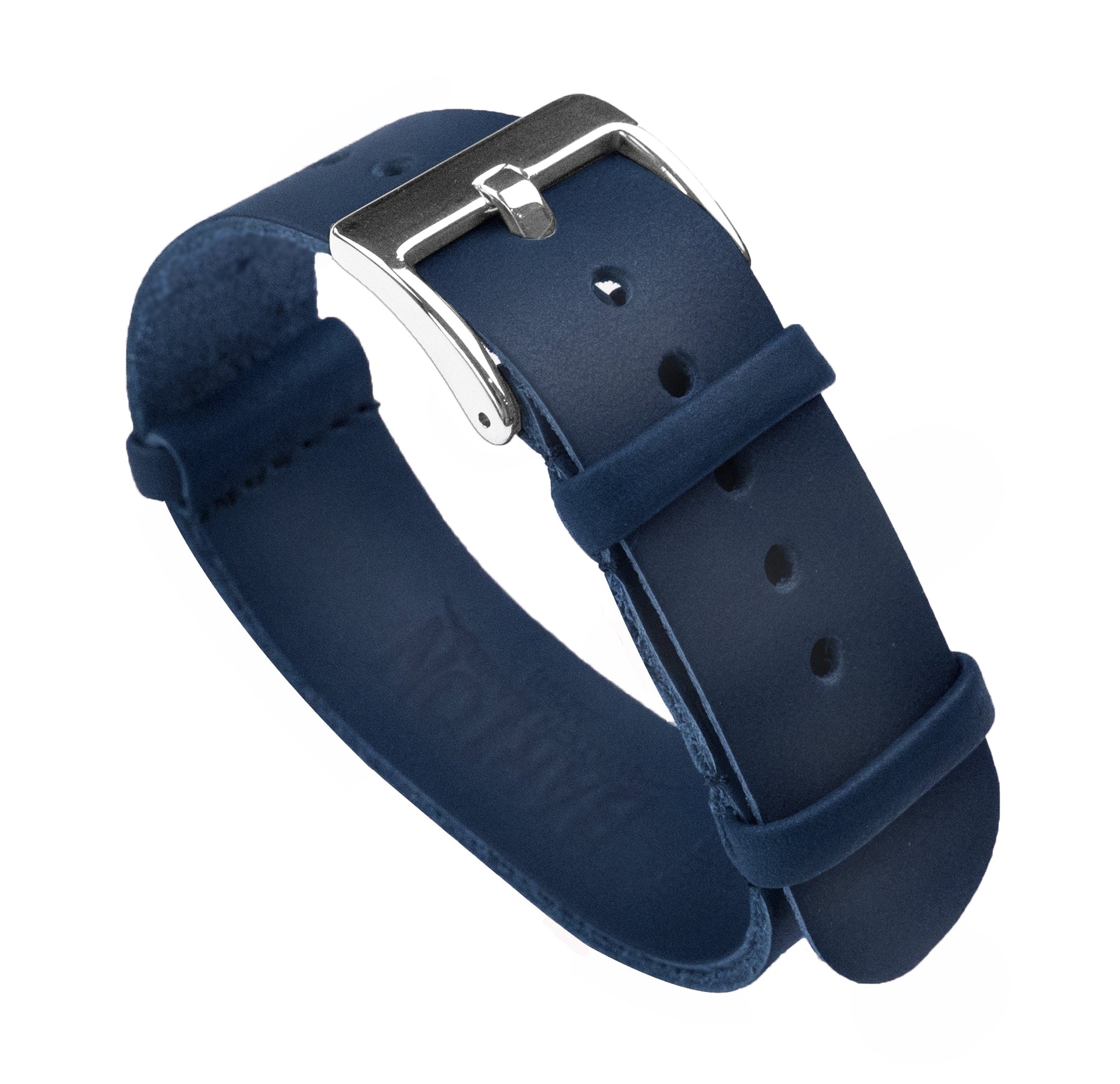 Navy Blue Leather NATO¨ style Watch Band | Leather NATO¬Æ Strap ...