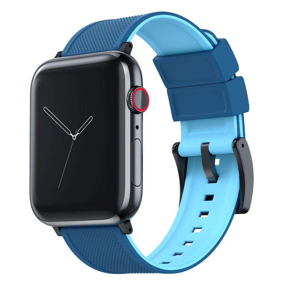 Two-tone Blue Silicone Apple Watch Band | Flatwater Blue Elite | BARTON ...
