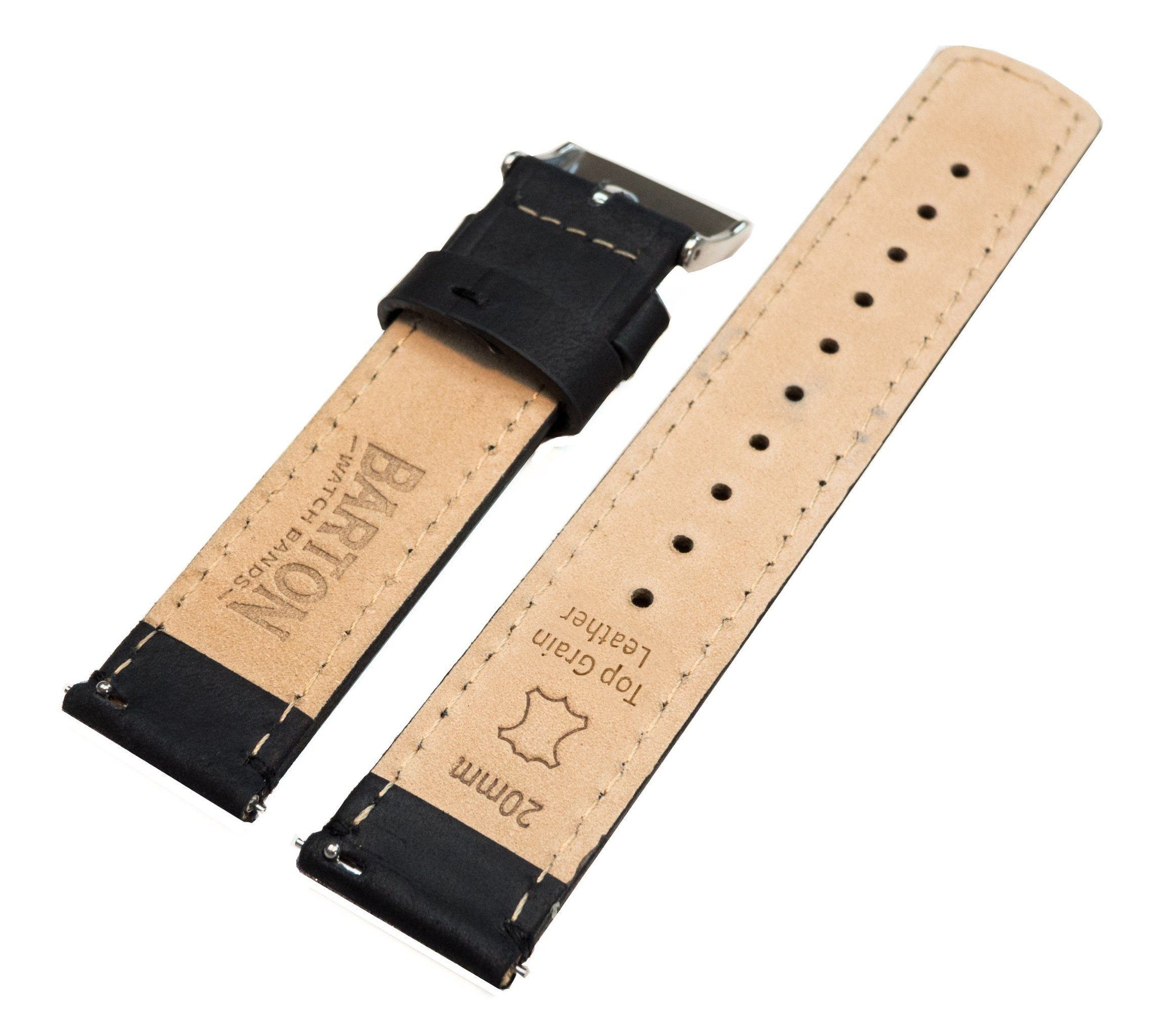 Black Leather Watch Band | Quick Release Watch Strap | BARTON | Barton ...