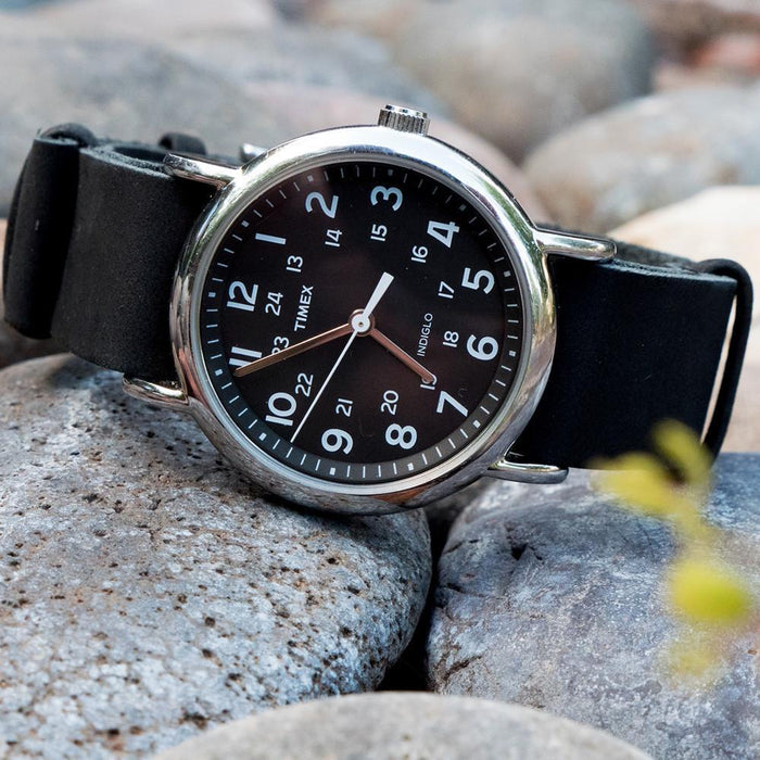 Black Leather NATO® style for Timex Marlin/Q Timex (18mm) | Barton ...