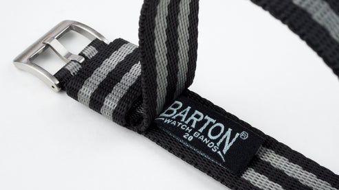Seatbelt Nylon NATO® Watch Strap | James Bond Black & Grey Nylon Watch ...